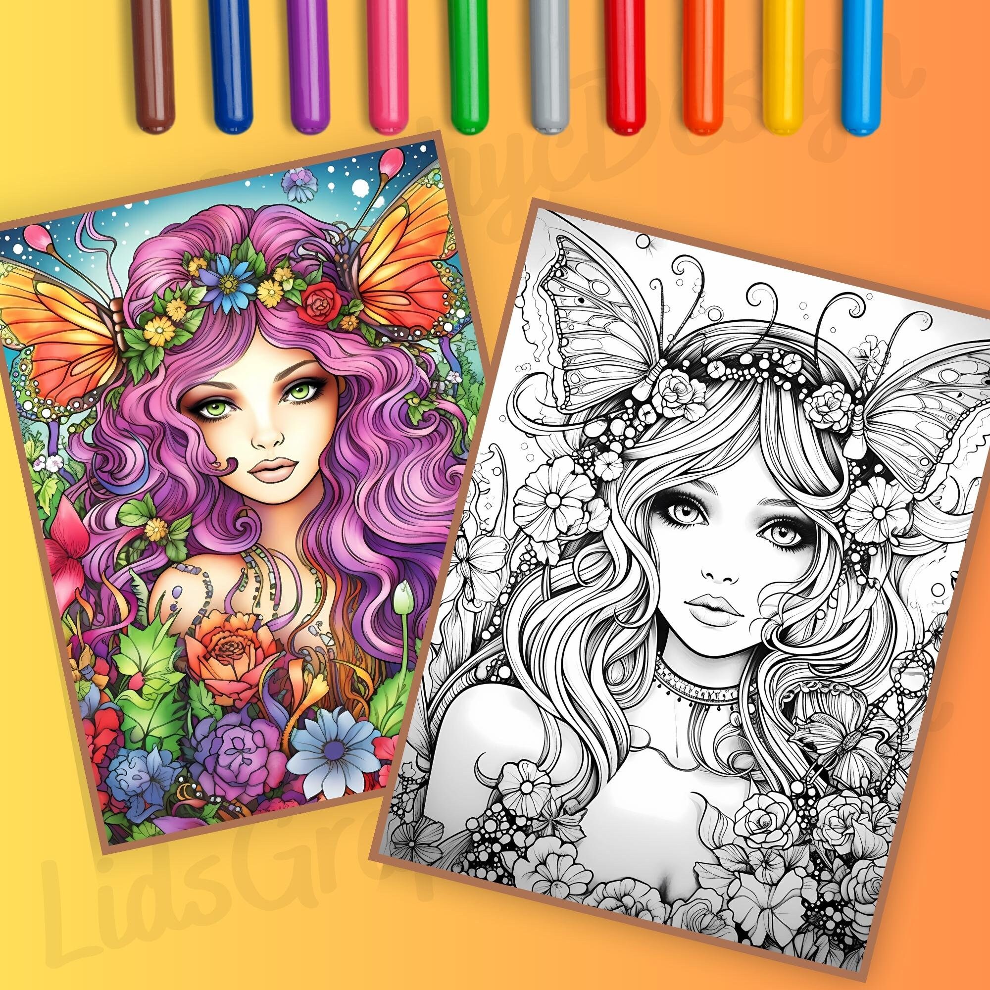 Magical Fairies Colouring Pages for Adults and Teens Beautiful ...