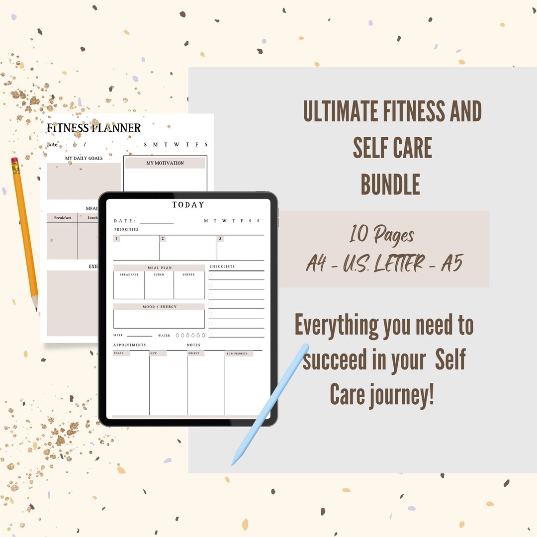 Printable Fitness Self Care Planner, Weight Loss Printable, Digital ...