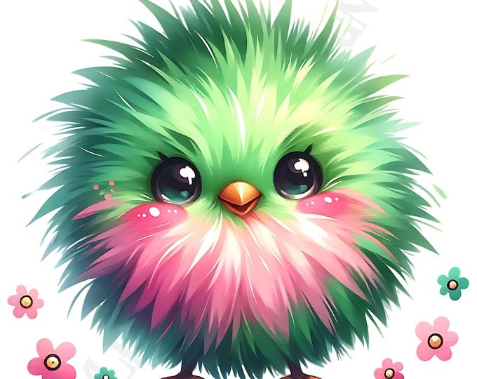 19 Cute Fluffy Birds Clipart, Funny Birds Clipart, Watercolor Cute ...