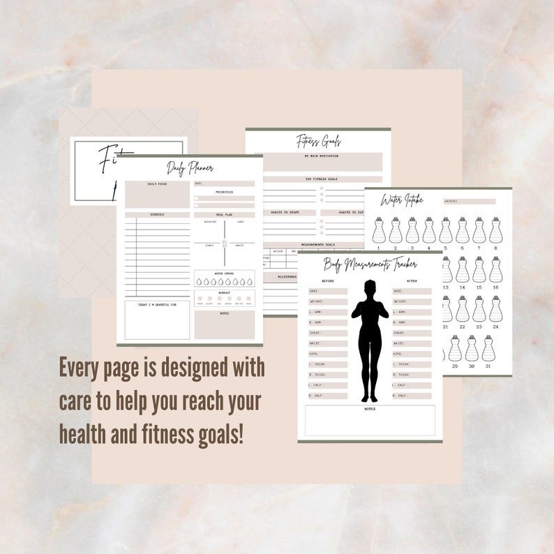 Printable Fitness Planner, Weight Loss Tracker, Weight Loss Journal ...