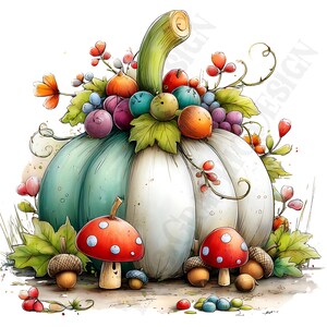 Whimsical Pumpkin Clip Art: 28 Halloween PNG Images (digital Download ...