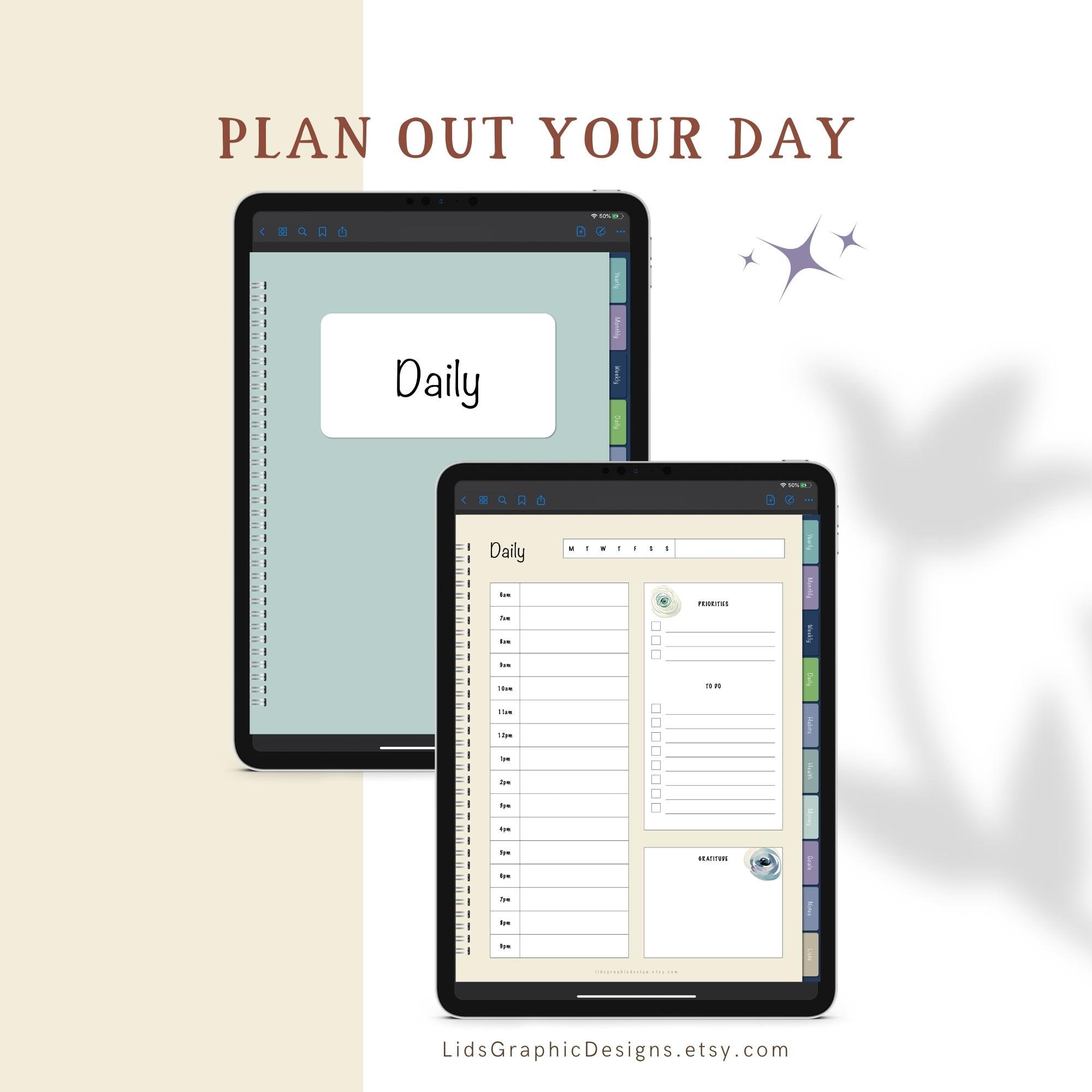 Undated Flexible Digital iPad Planner for Goodnotes, Noteshelf Digital ...