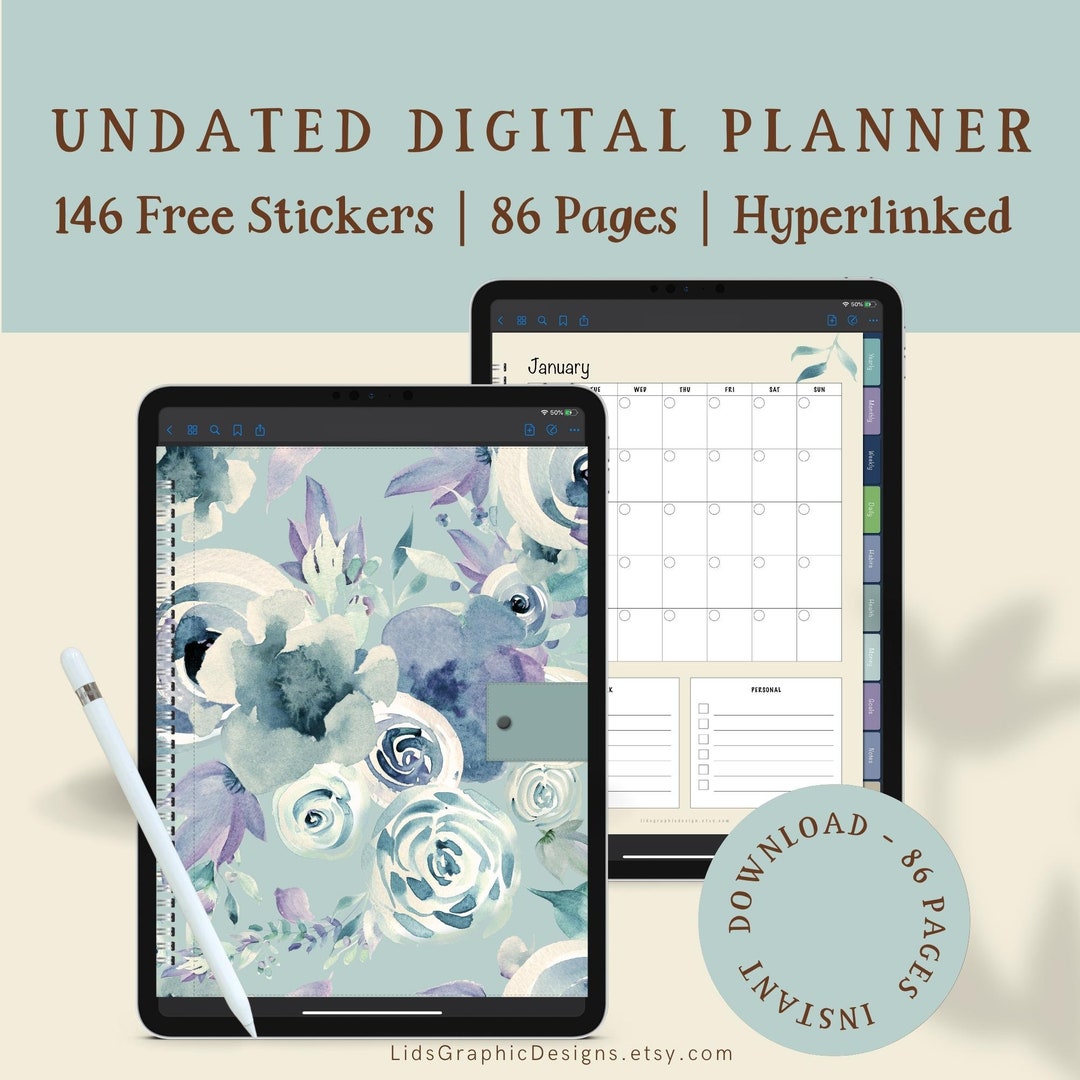 Undated Flexible Digital iPad Planner for Goodnotes, Noteshelf Digital ...