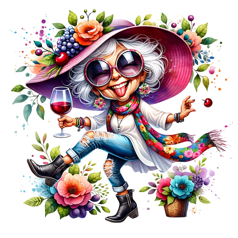 Clip Art Women With Wine - Etsy UK