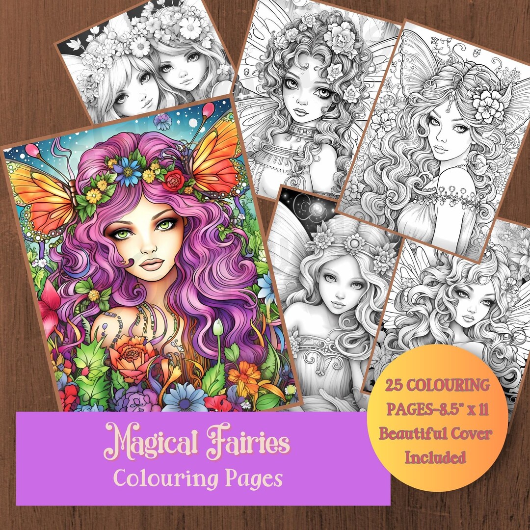 Magical Fairies Colouring Pages for Adults and Teens Beautiful ...