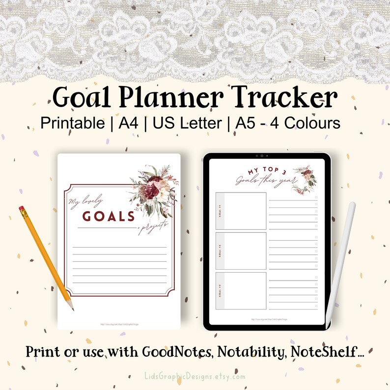 Printable Goal Planner Tracker, Productivity Planner Pages, Digital ...