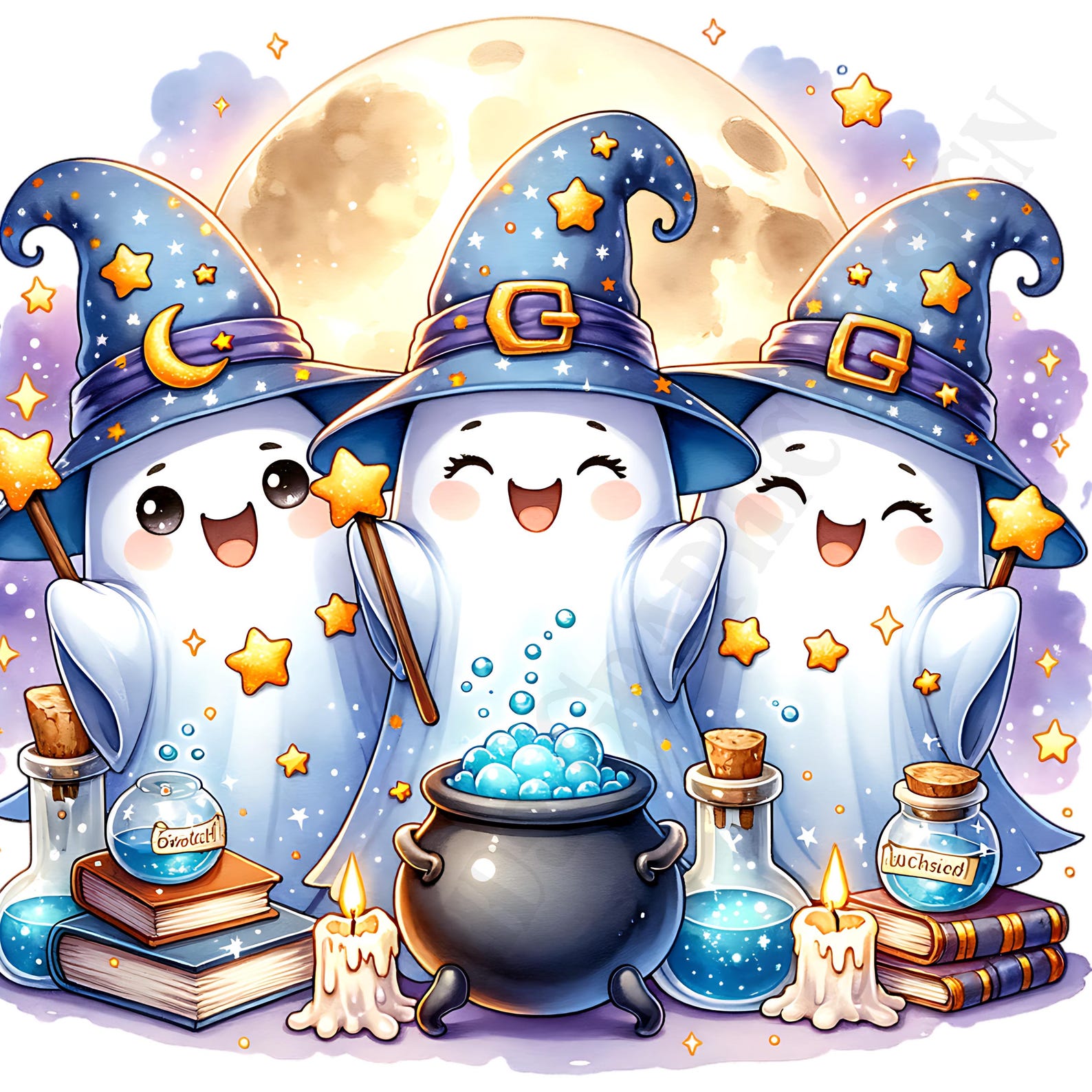 Ghosts Halloween Clip Art Pngs, 300 DPI Transparent Spooky Spirit ...