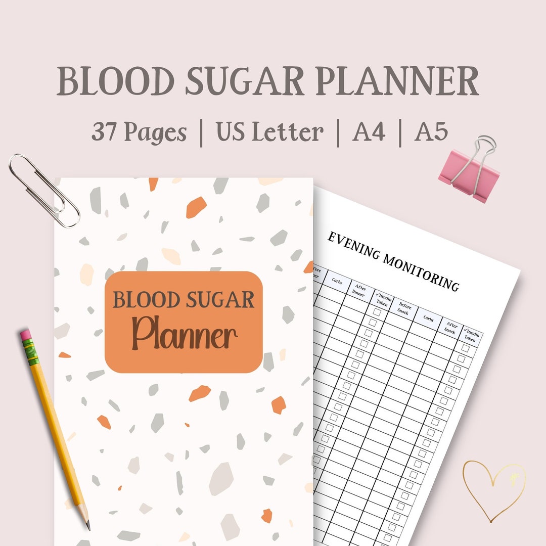 Blood Sugar Planner Printable, Health and Wellness Tracker, Daily Blood ...