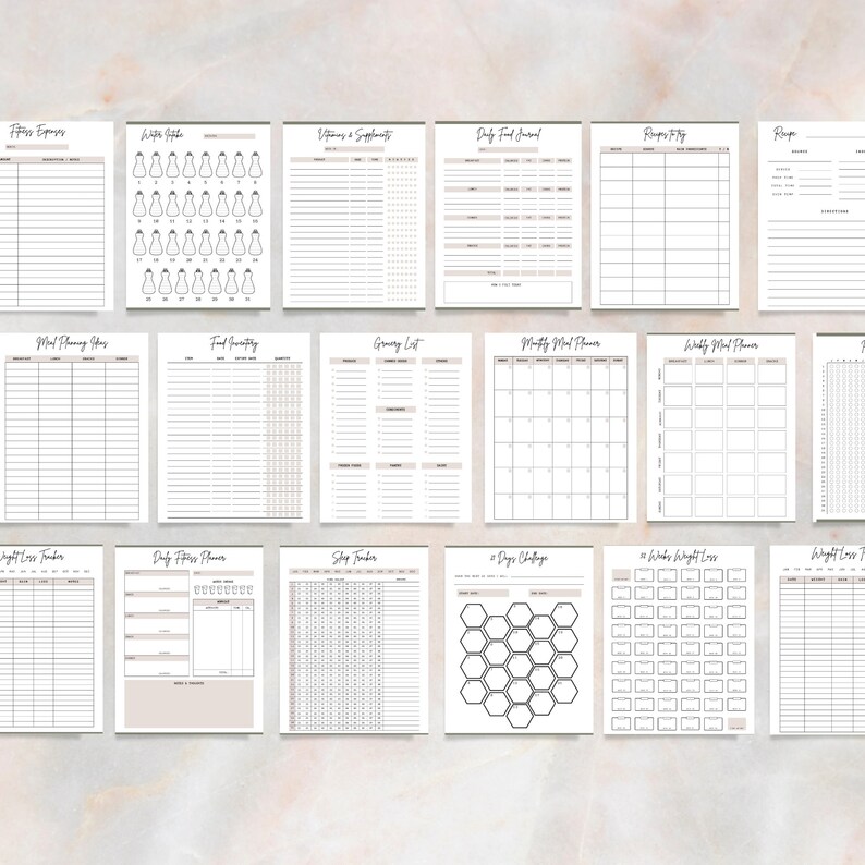 Printable Fitness Planner, Weight Loss Tracker, Weight Loss Journal ...