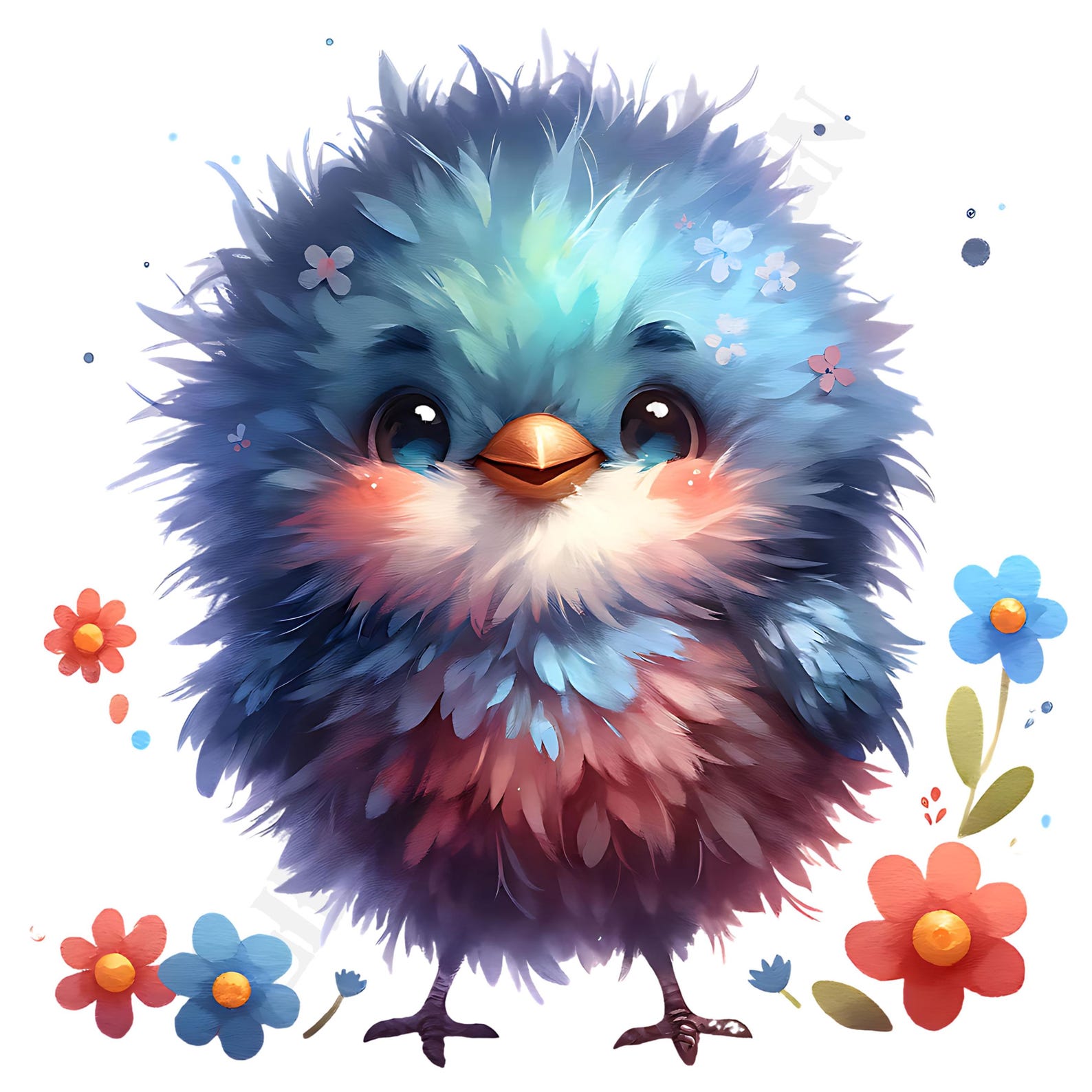 Fluffy Bird Clipart – High-res PNG Bundle (digital Download - Etsy