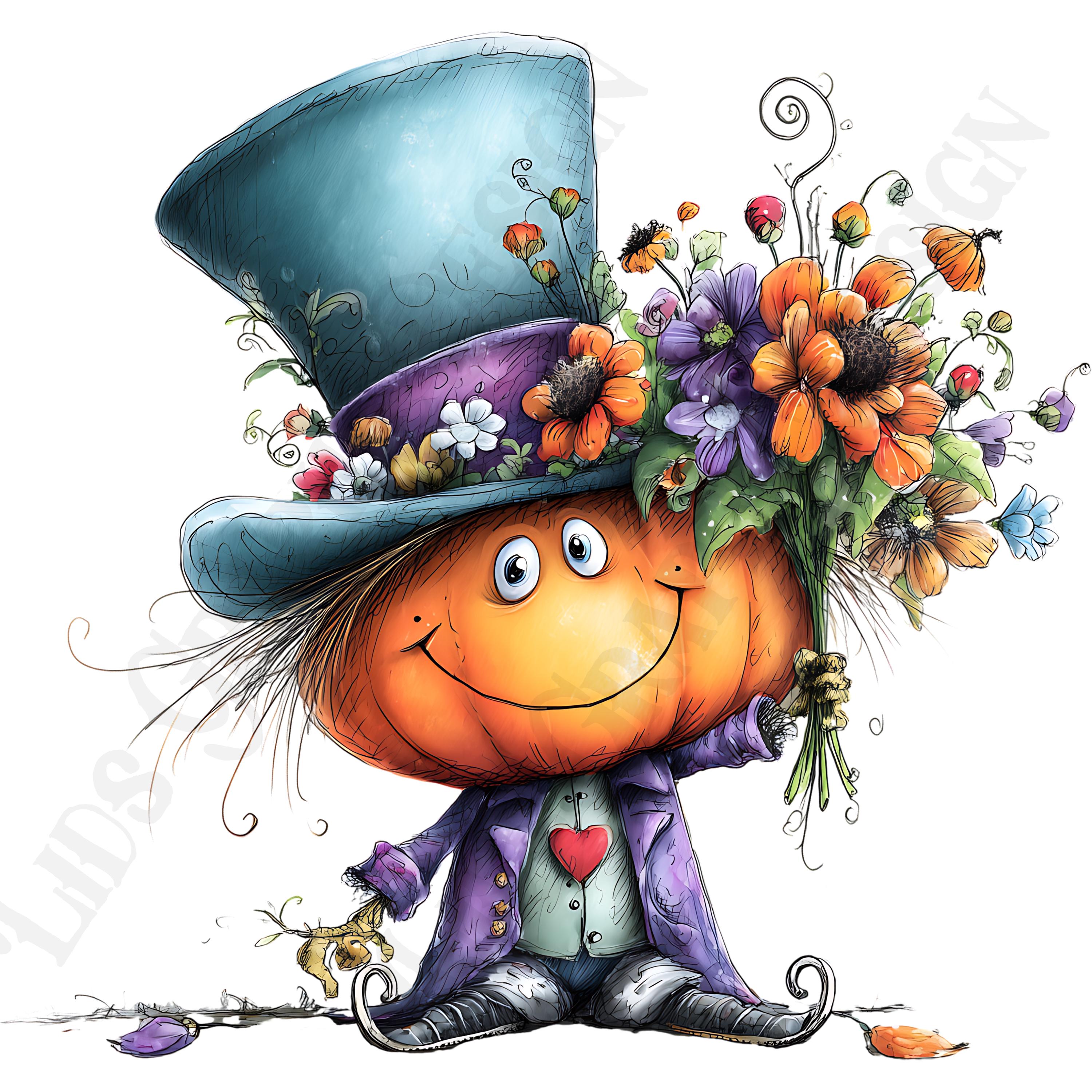 Whimsical Pumpkin Clip Art: 28 Halloween PNG Images (digital Download ...