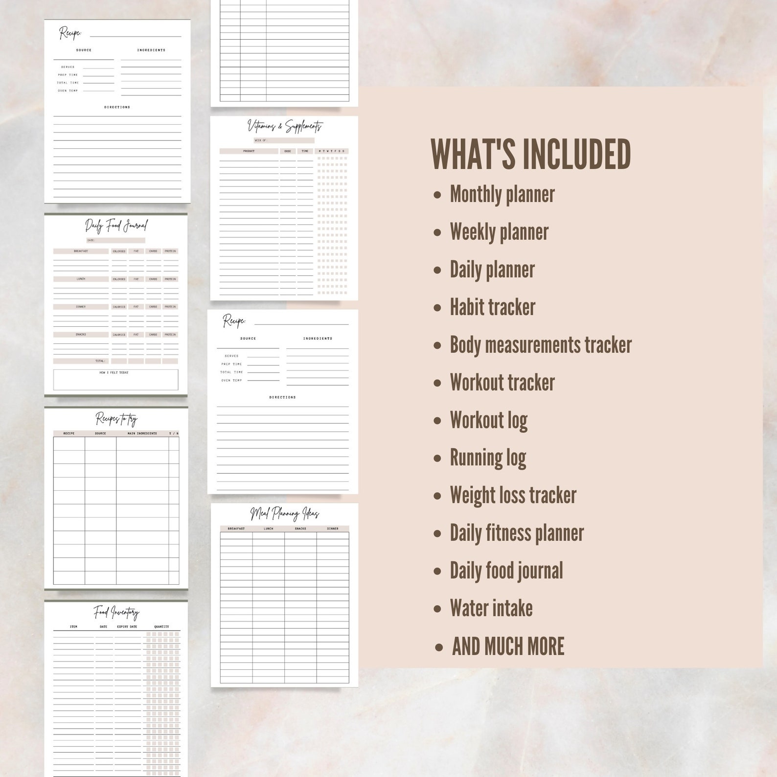 Printable Fitness Planner, Weight Loss Tracker, Weight Loss Journal ...