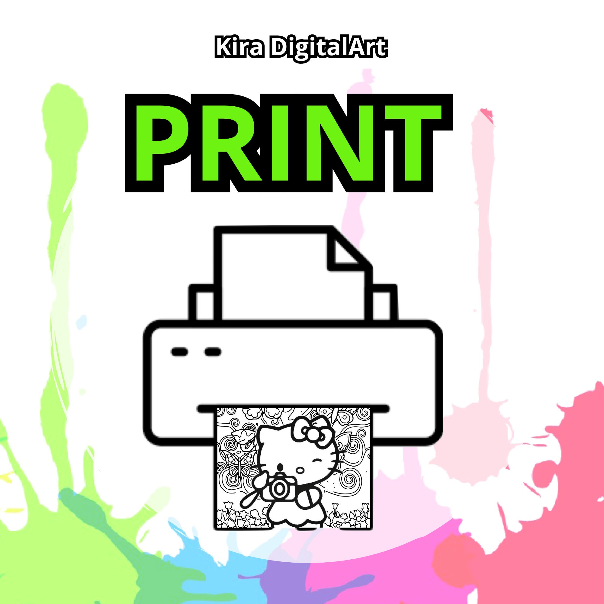 25 Full Kitty A3 Big XL Coloring Pages, for Children and Adults. High ...