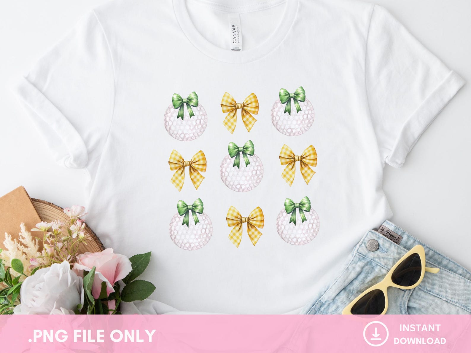 Green and Yellow Bow Coquette Golf Aesthetic PNG Augusta Golf ...