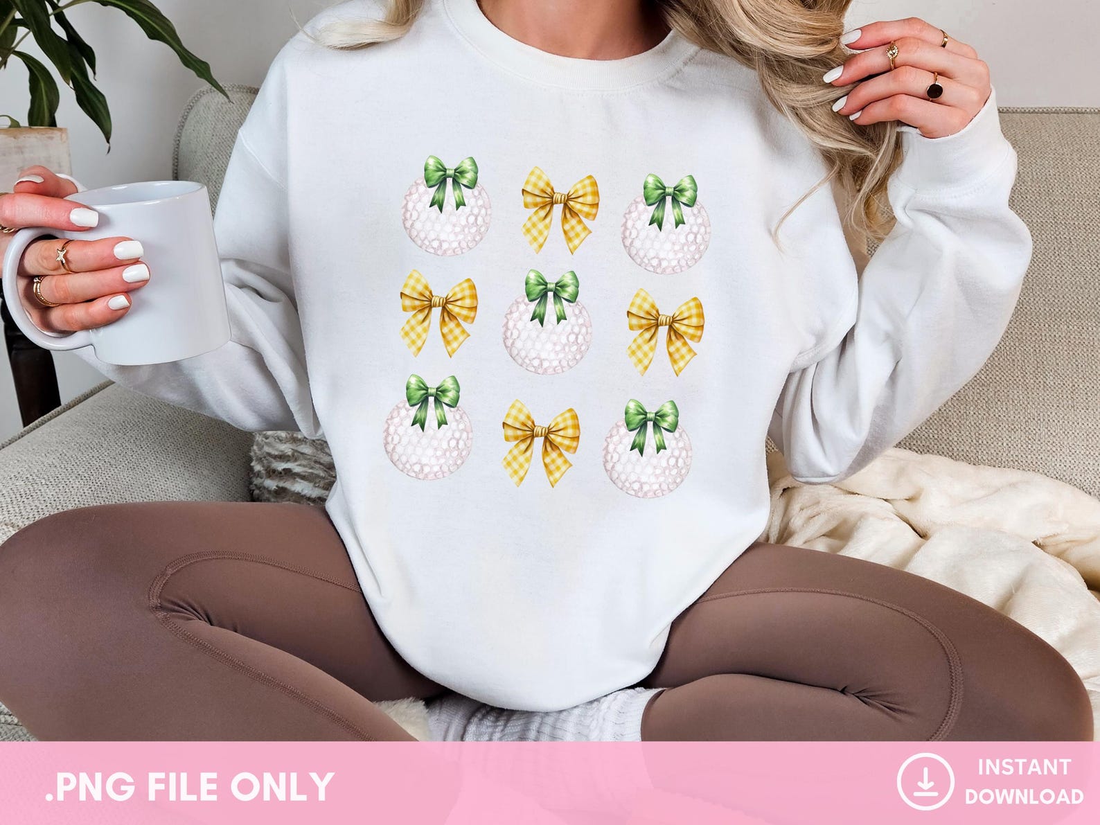 Green and Yellow Bow Coquette Golf Aesthetic PNG Augusta Golf ...