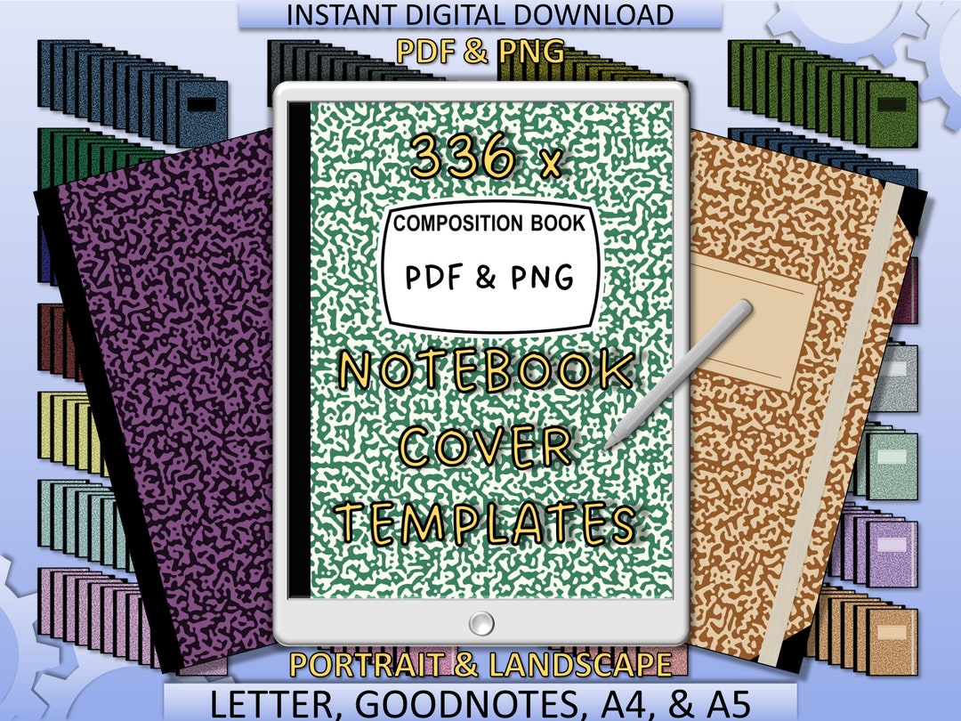 Composition Notebook Cover Templates in Portrait & Landscape (letter ...