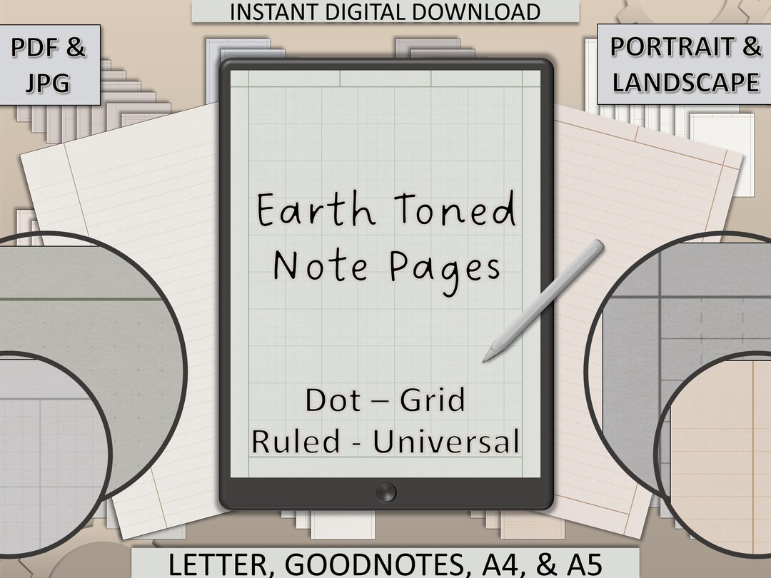 768x Earth Toned Notes, Engineering and Science Paper Template Pack ...