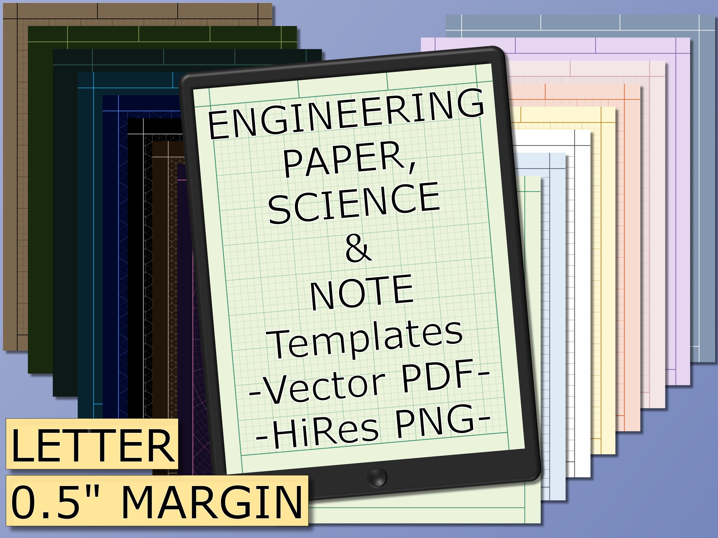 192 Engineering Paper, Notes, & Science Templates (letter-.5in Margin ...