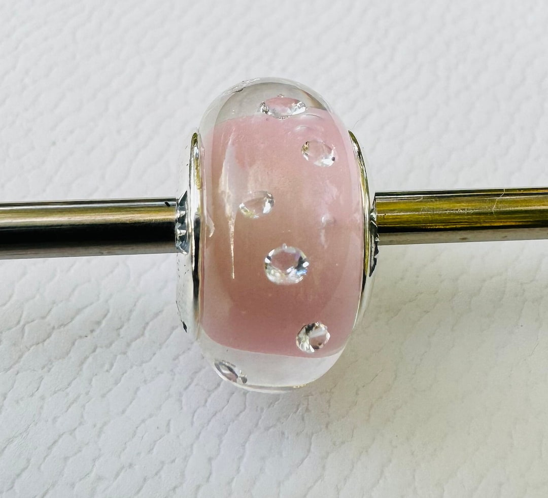 Pink Murano Glass Charm Bead 925 Sterling Silver With Cubic Zirconia ...