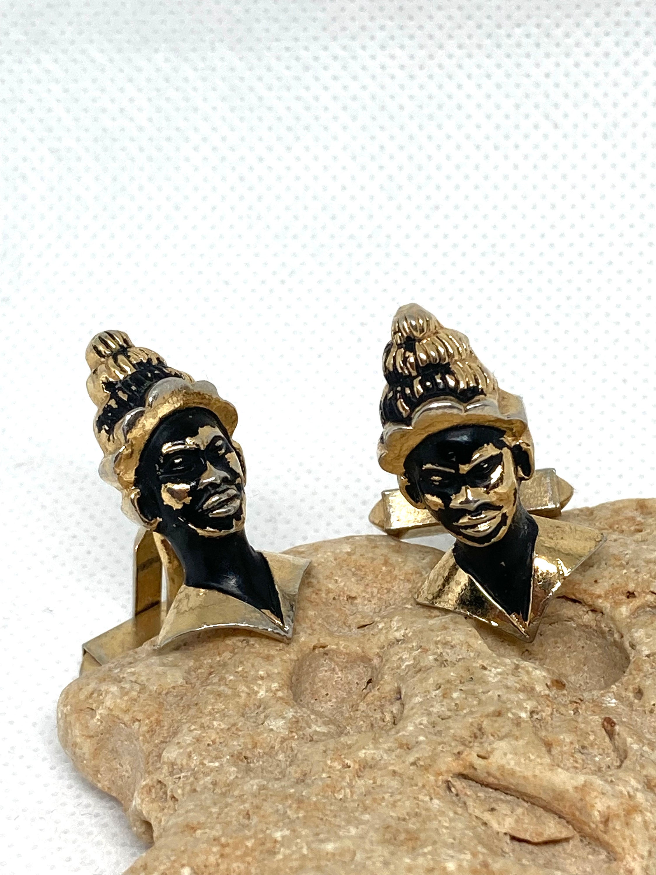 Vintage Tribal Headdress Enamel Cufflinks - Etsy