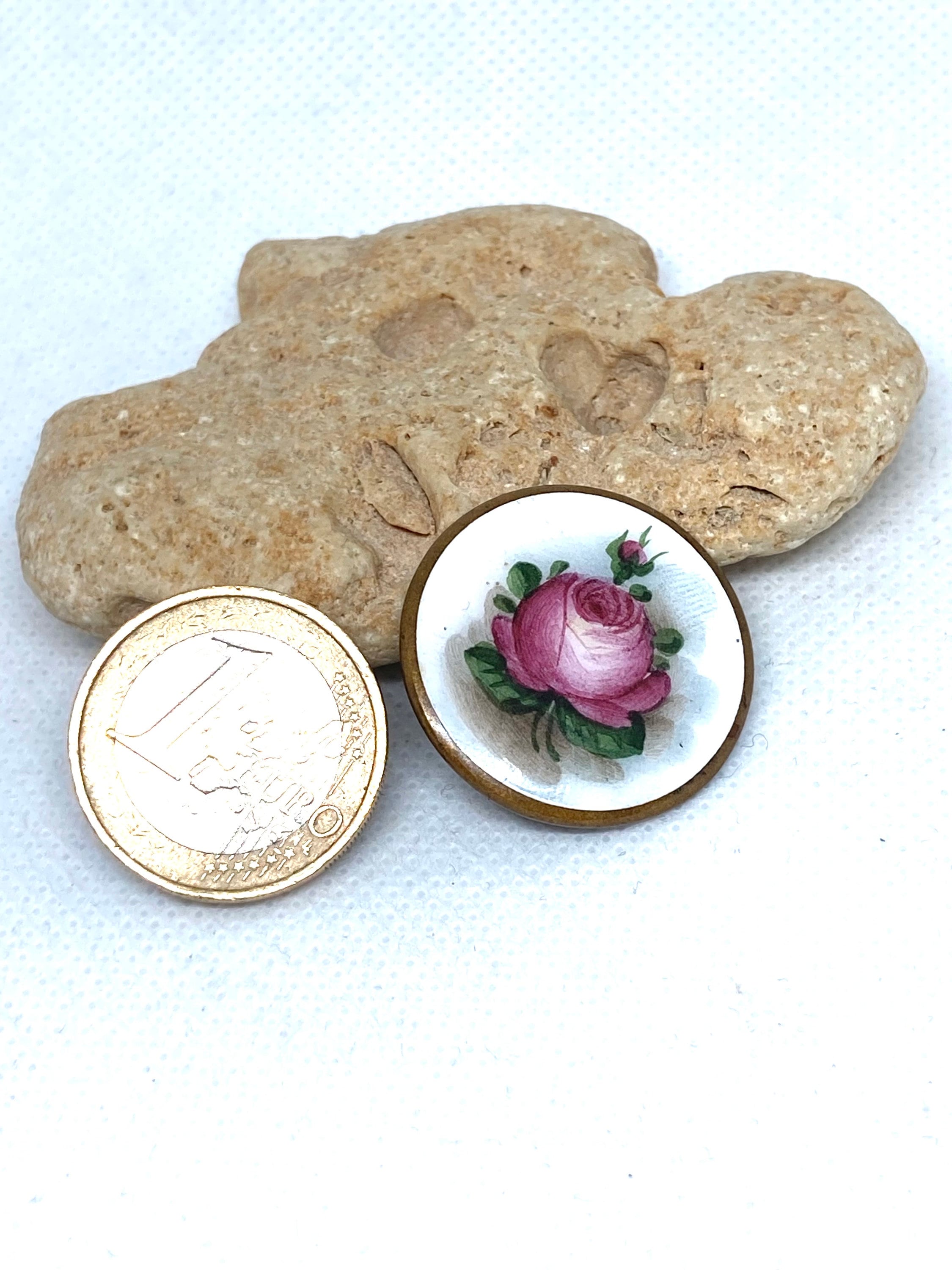 Vintage Porcelain Button With Rose - Etsy