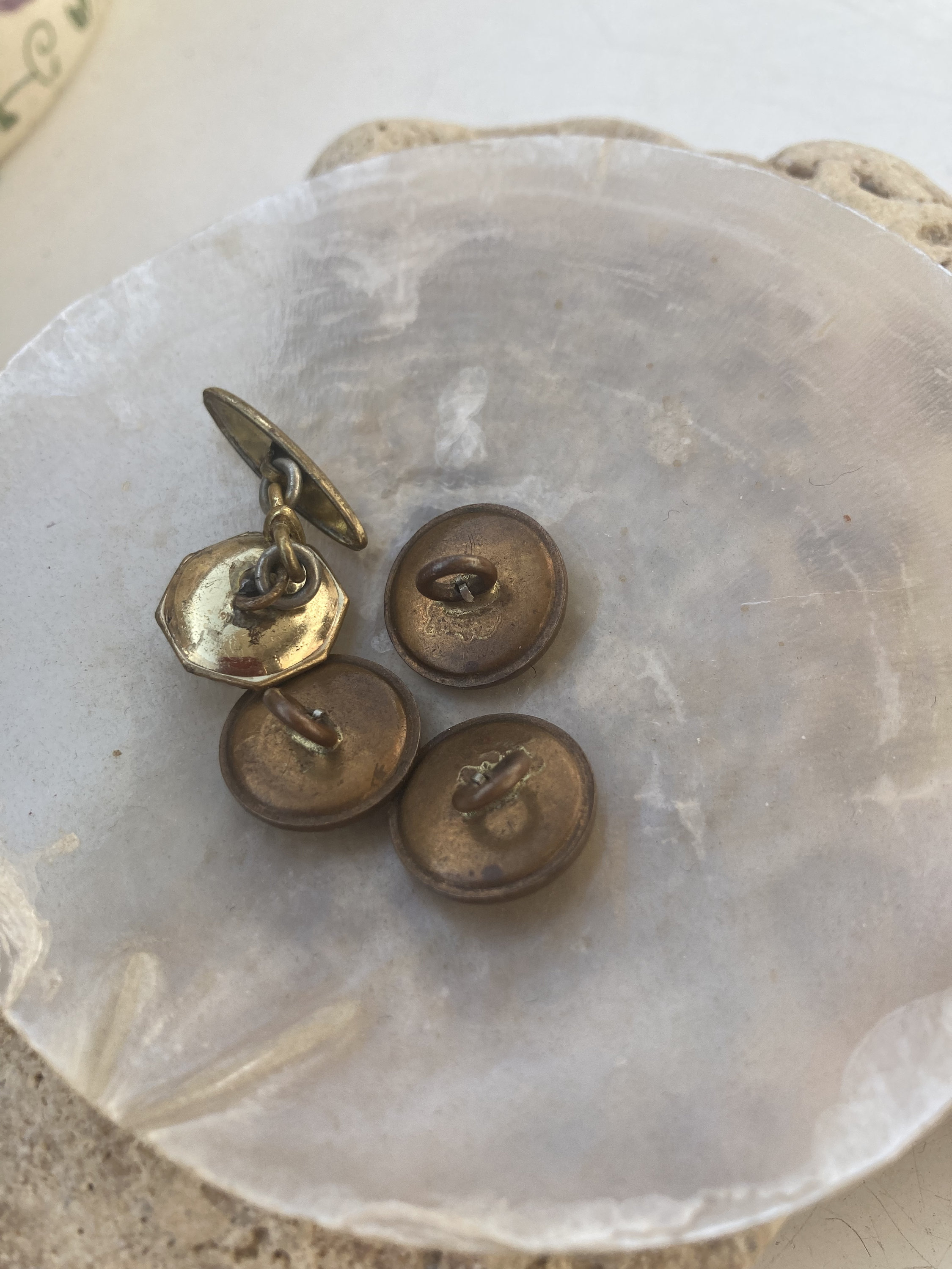 Vintage Brass Blue Enamel Buttons With Mother of Pearl - Etsy