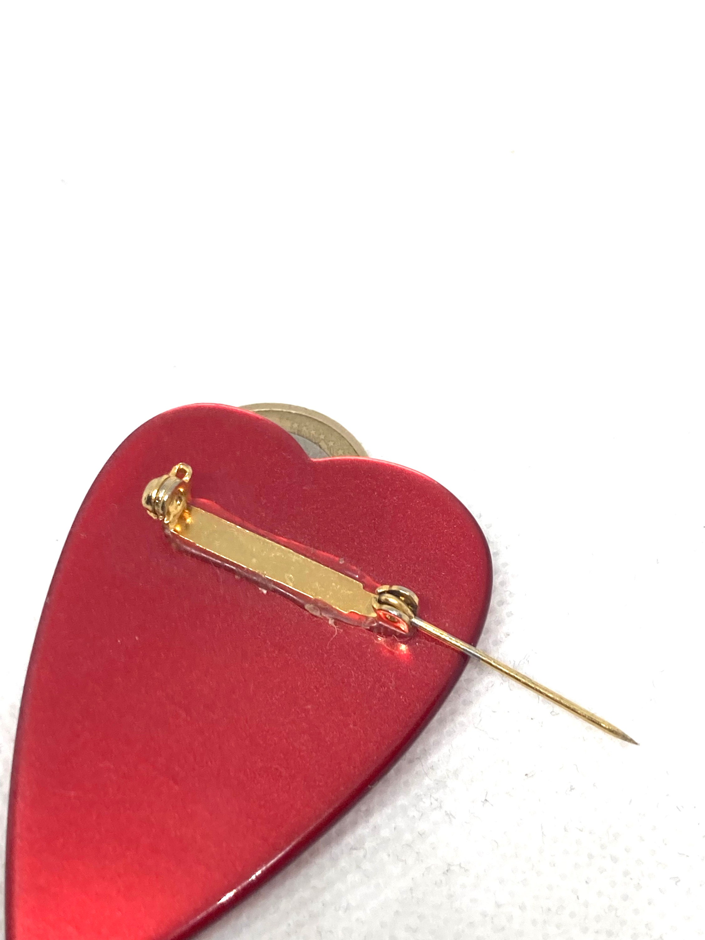 Vintage Large Plastic Red Heart Brooch - Etsy