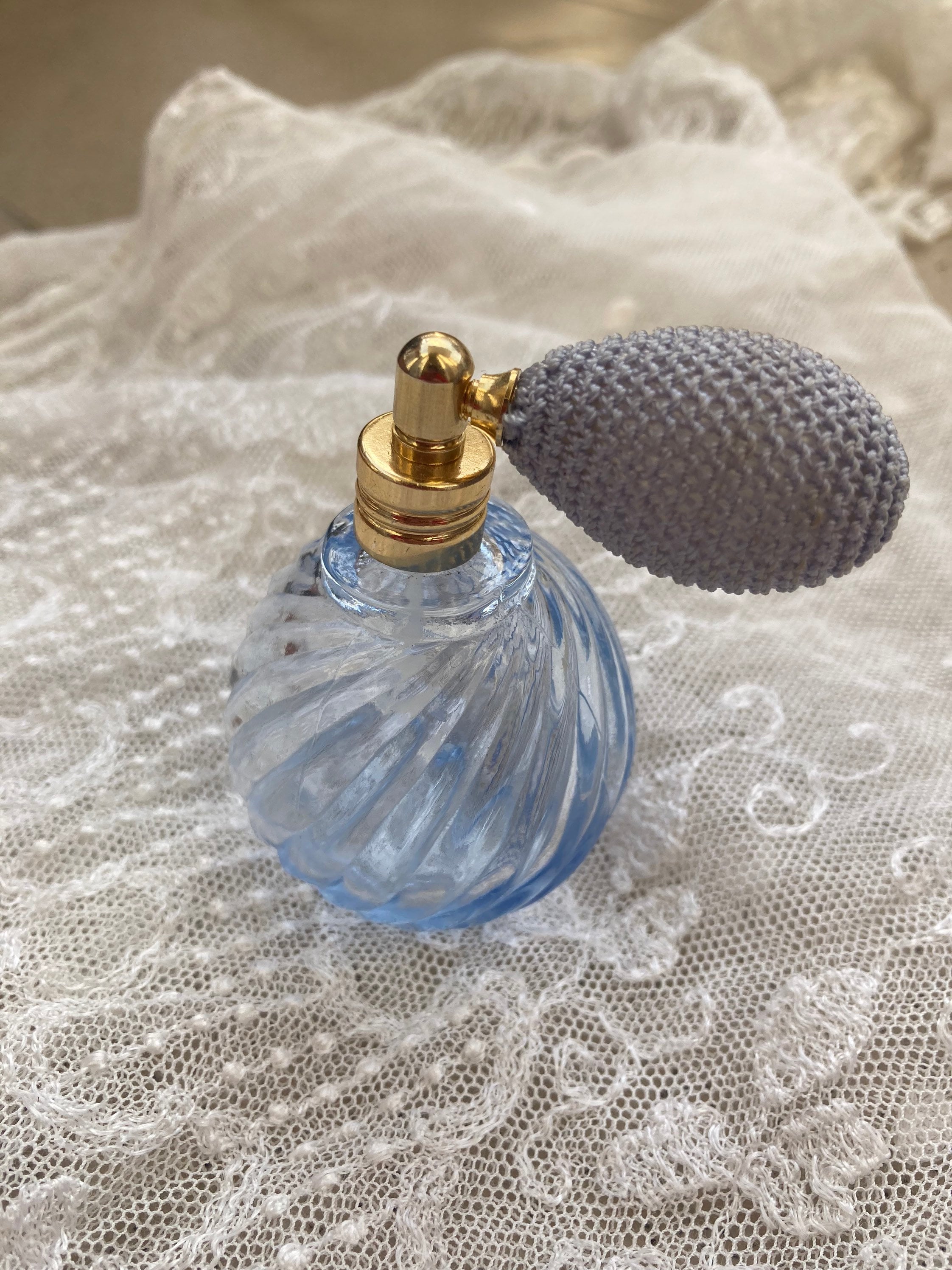 Vintage Glass Perfume Bottle With Puffy - Etsy