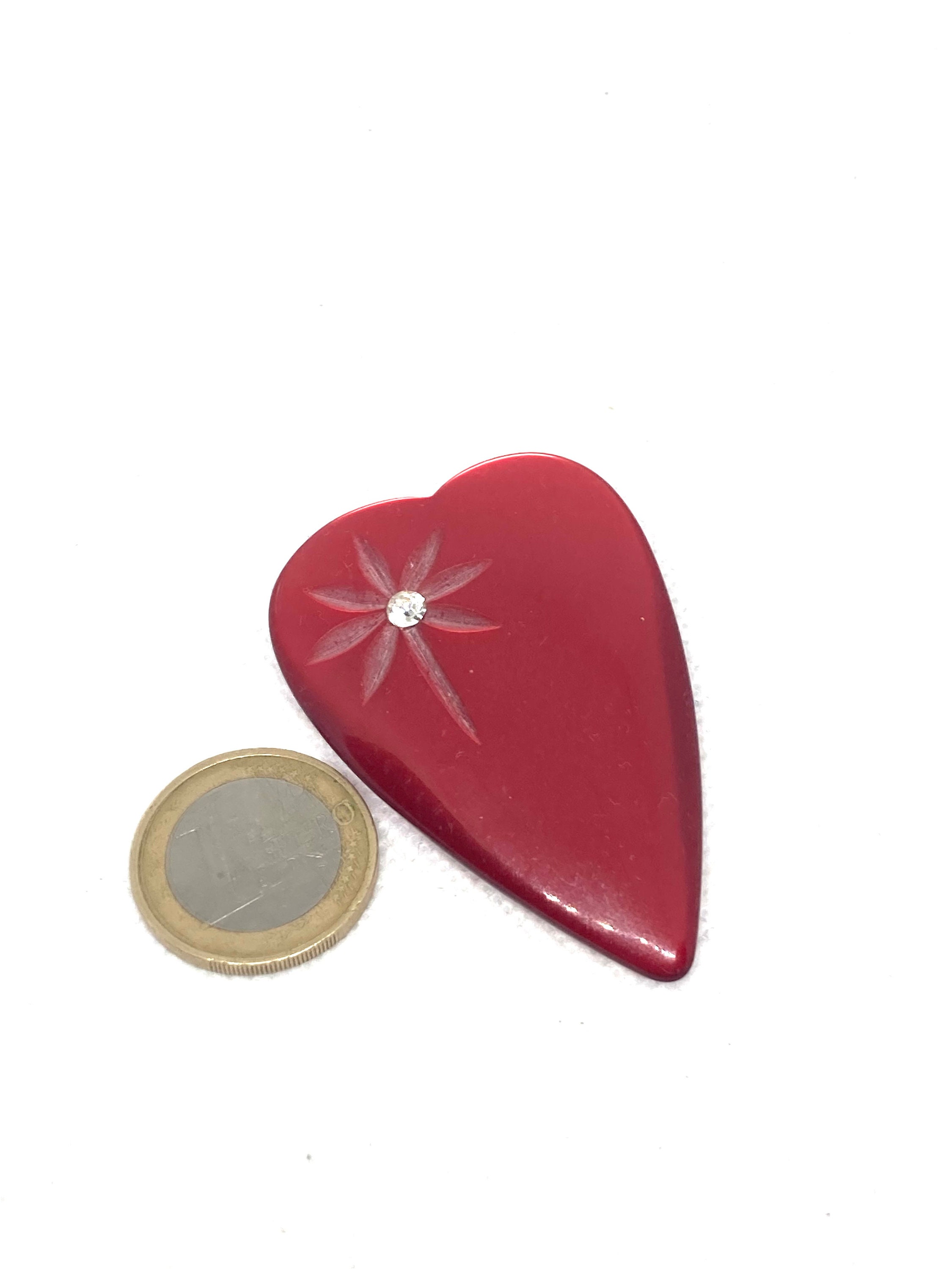 Vintage Large Plastic Red Heart Brooch - Etsy