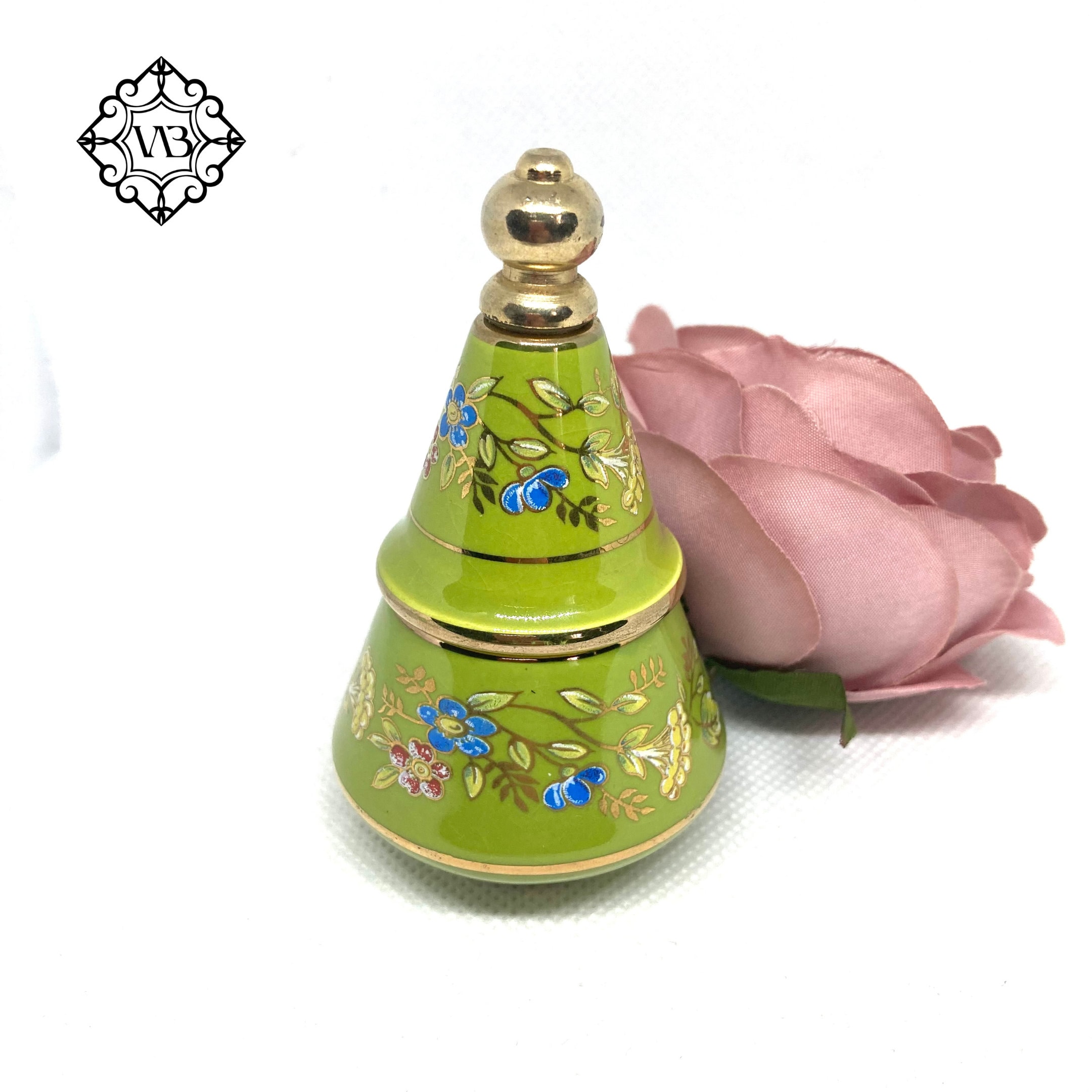 Green Floral Ceramic Greek Perfume Holder Pottery Painted Bottle - Etsy