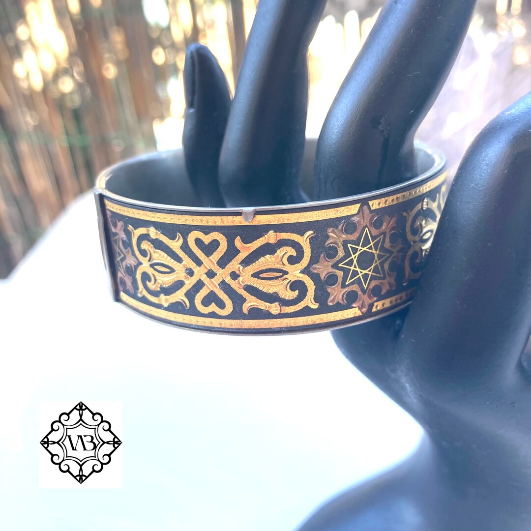 Vintage Damascene Bangle Bracelet - Etsy