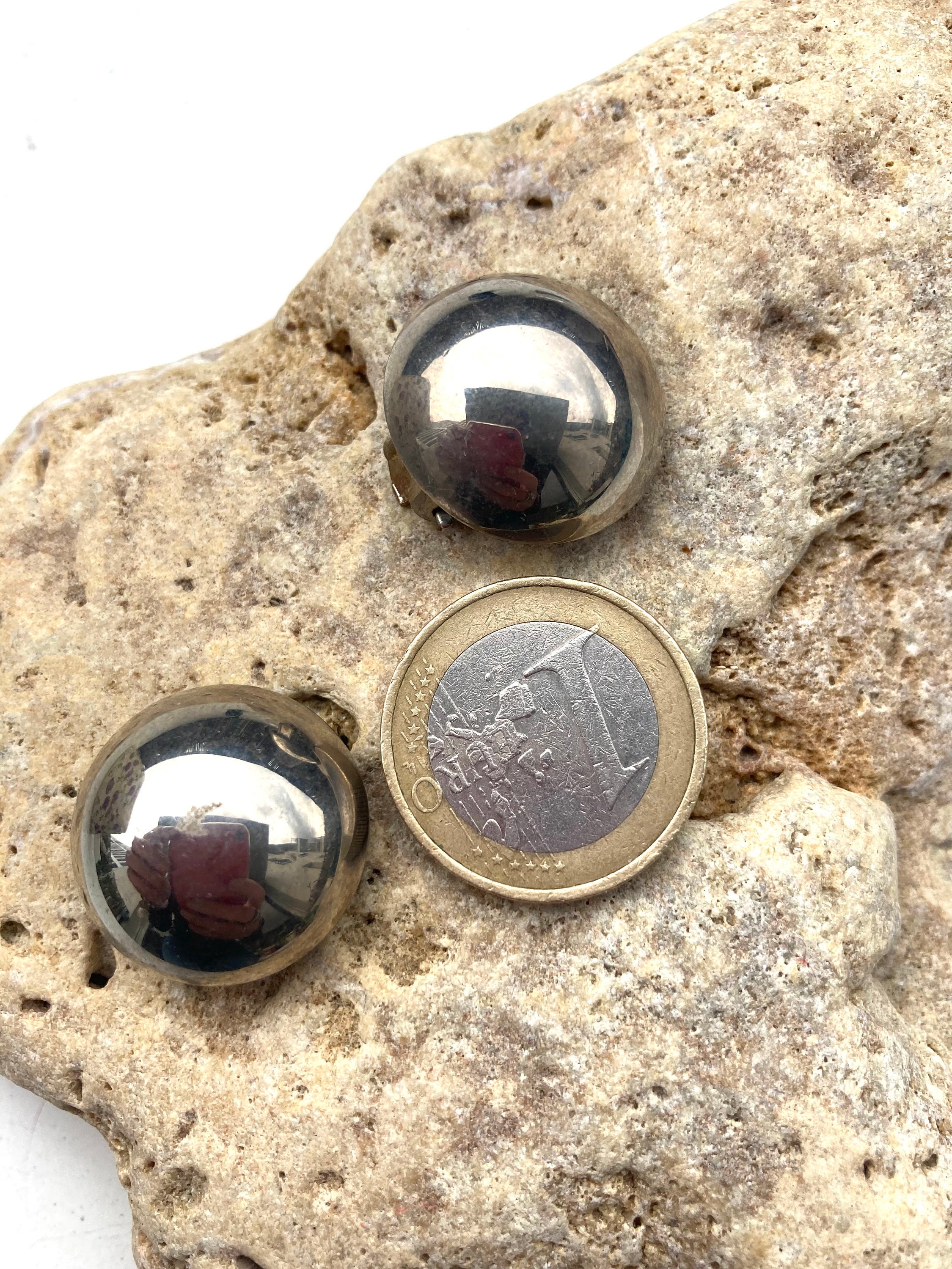 Vintage Statement Metal Button Clip on Earrings - Etsy