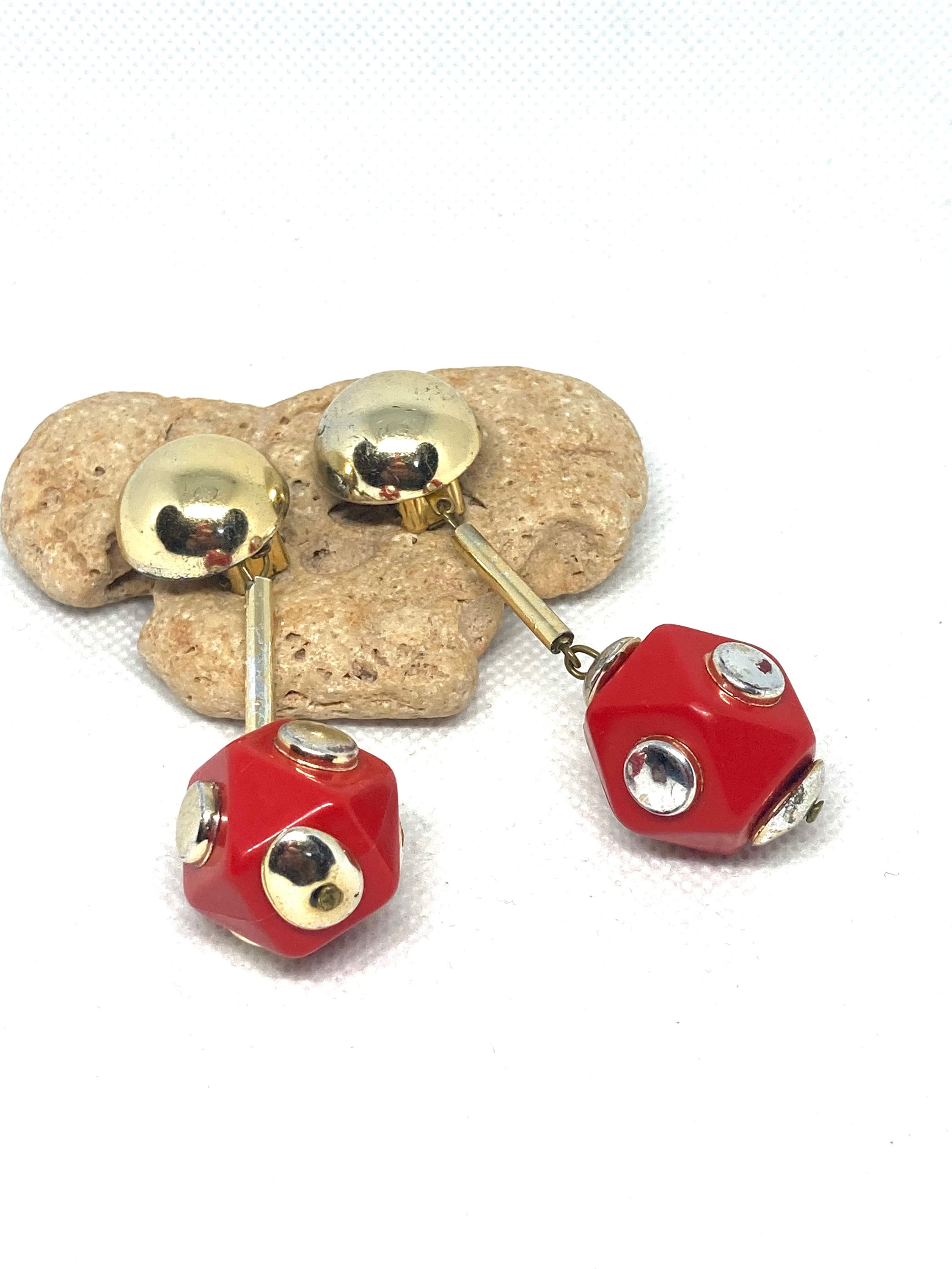 Retro Red Plastic Extra Long Clip on Earrings - Etsy