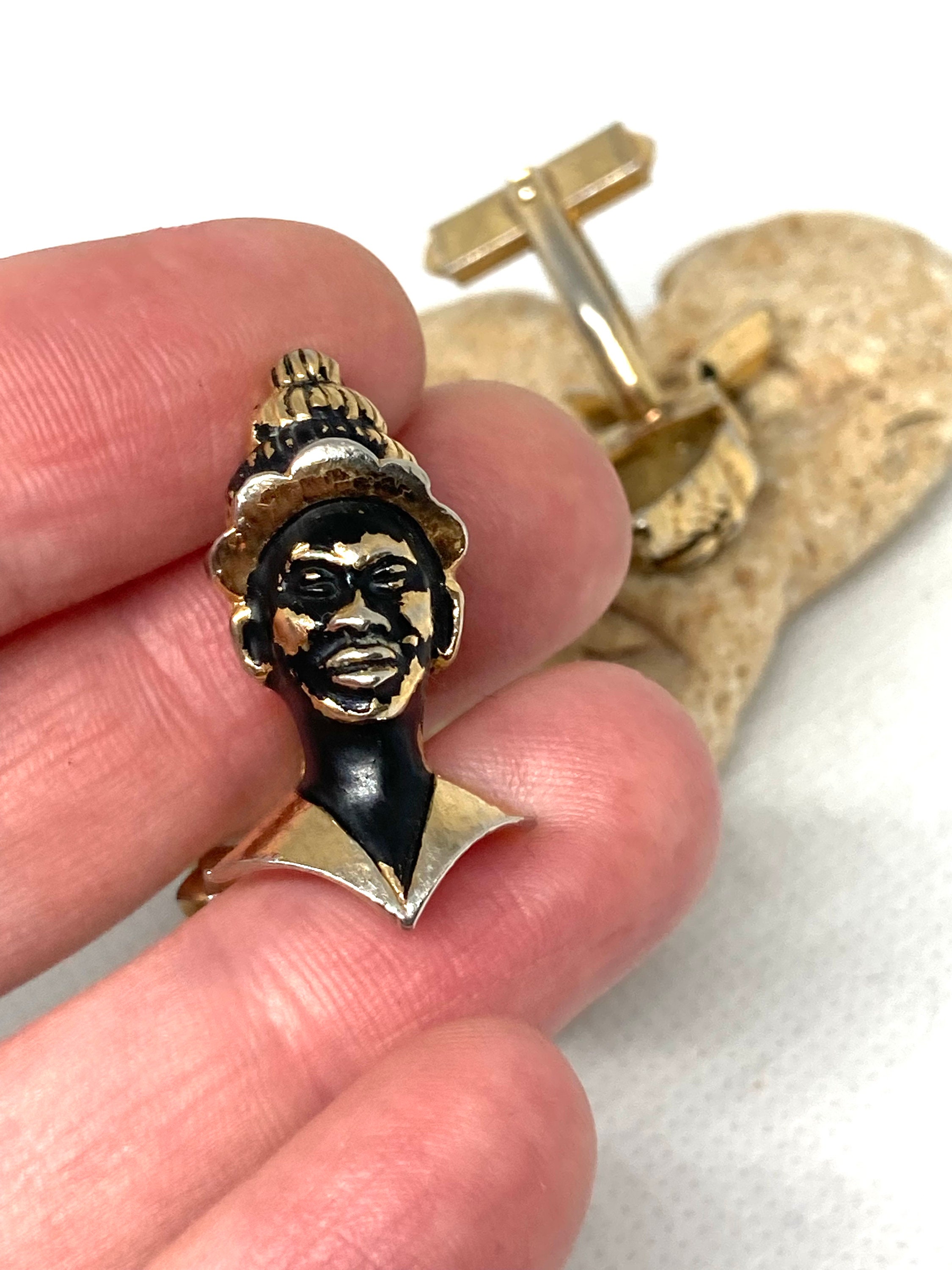 Vintage Tribal Headdress Enamel Cufflinks - Etsy