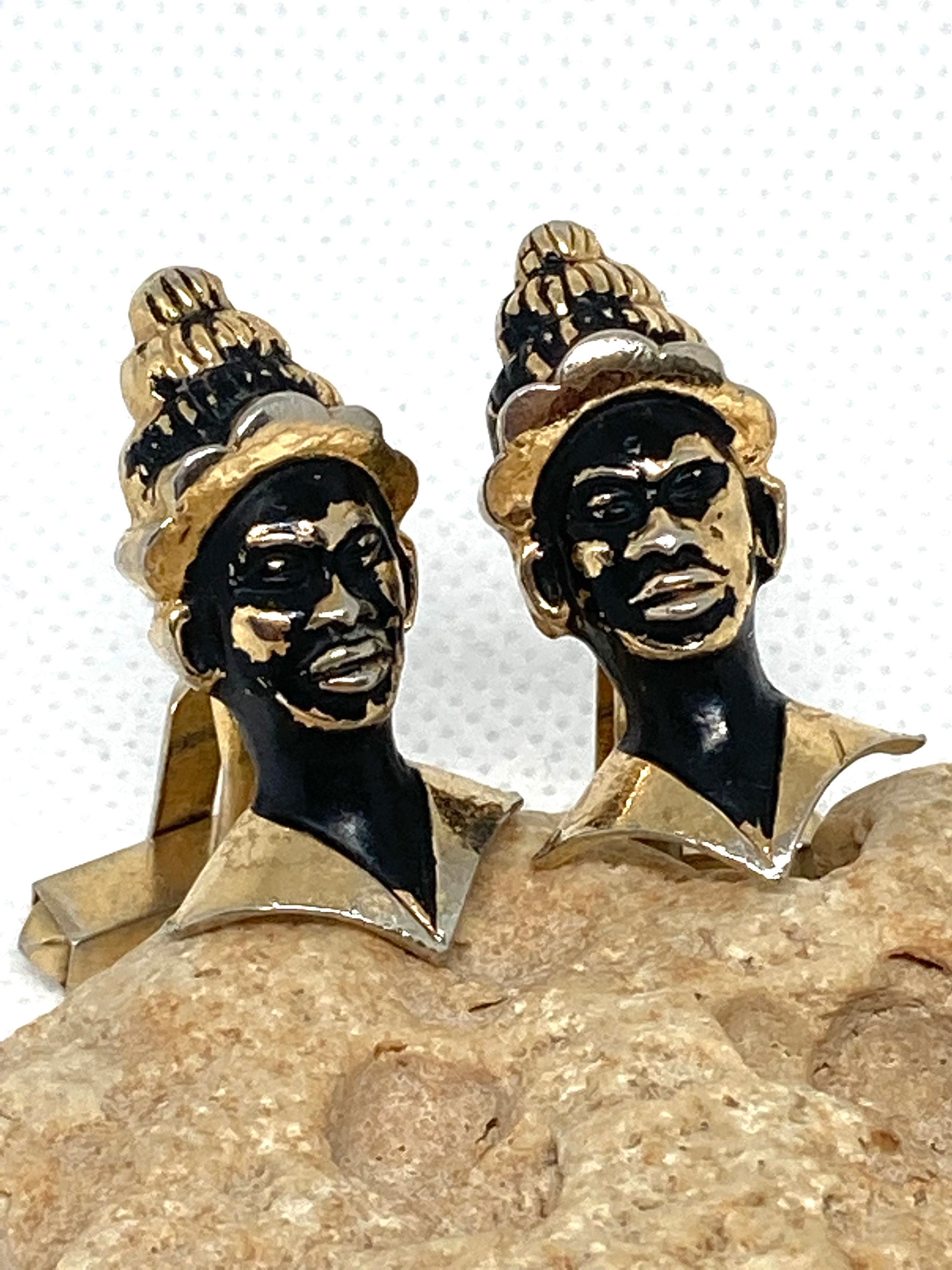 Vintage Tribal Headdress Enamel Cufflinks - Etsy