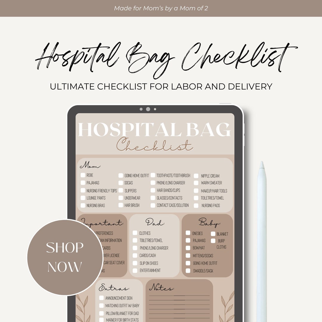 Hospital Bag Checklist, Labor and Delivery, Packing Checklist ...