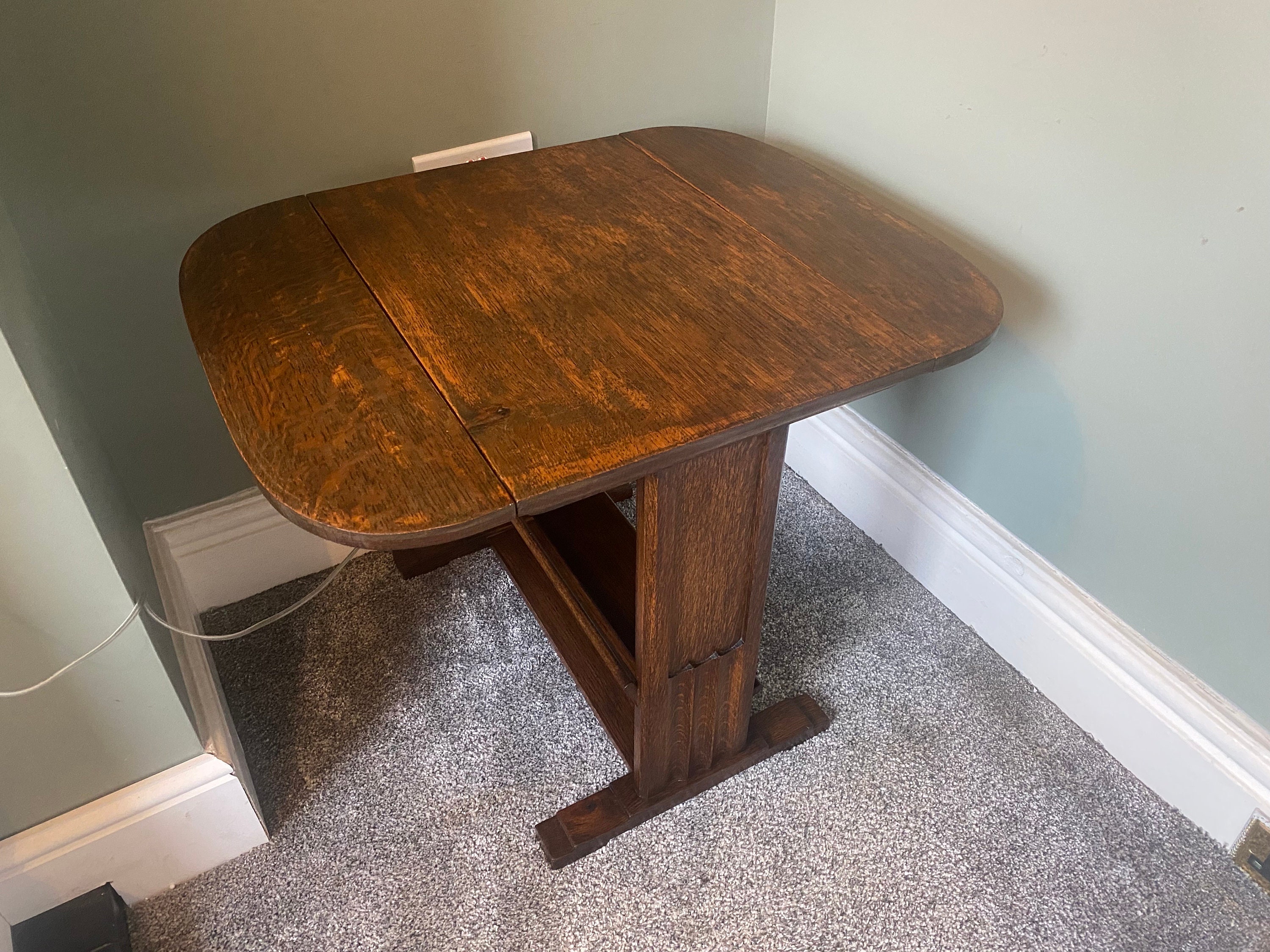 Vintage Solid Oak Folding Drop Leaf Table Antique Drop Leaf Occasional ...