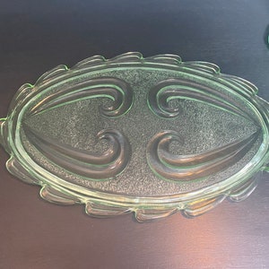 Vintage Green Glass Dressing Table Set - Art Deco Glass Vanity Set by ...