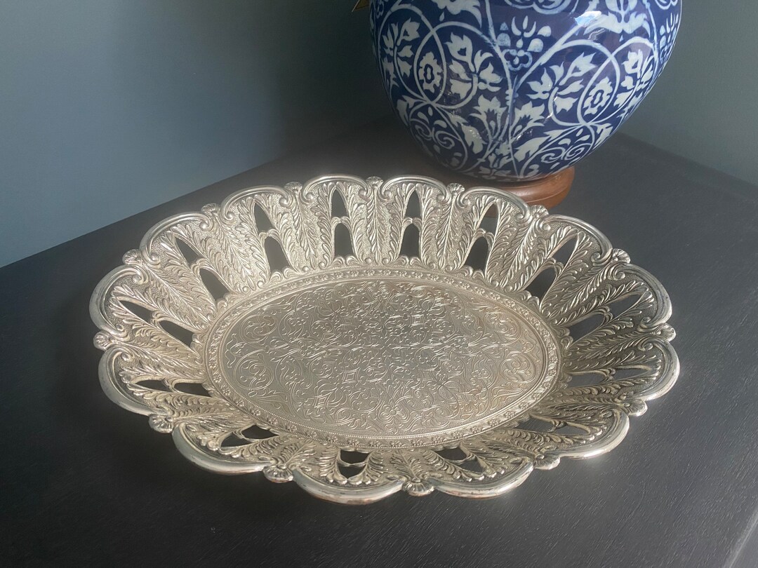 Vintage Waiters Butler Serving Dish, Solid Silver Plate, Dinner Platter ...