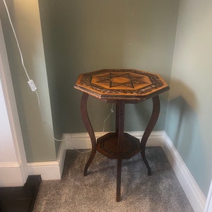 Antique Victorian Hexagonal Side Table With Carved Details Vintage ...