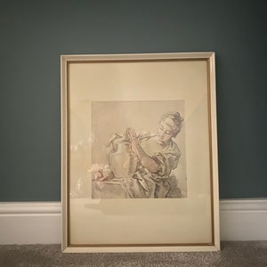 Francois Boucher- Girl With A Jug. Vintage Framed Print of A Pencil ...