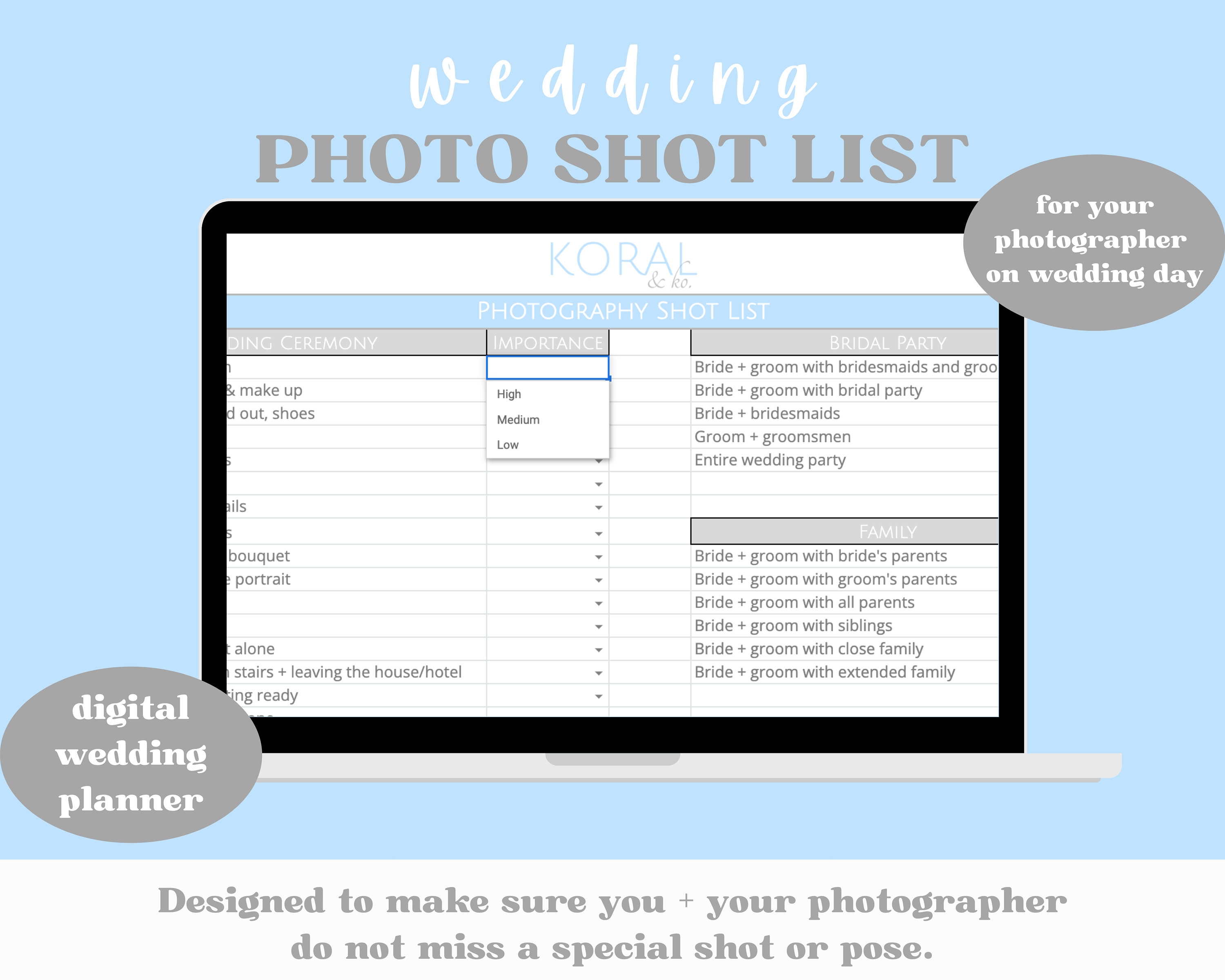 Photo Shoot Shot List