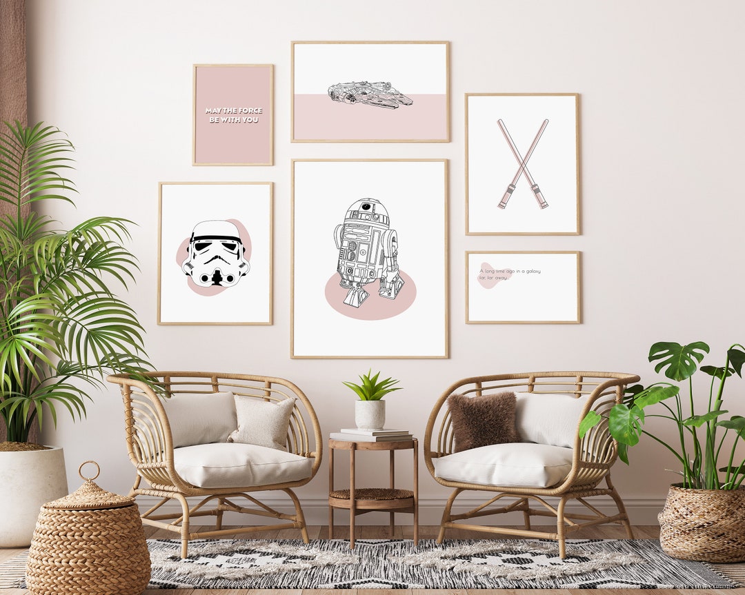 Pink Star Wars Inspired Set, R2D2, Storm Trooper, Millennium Falcon ...