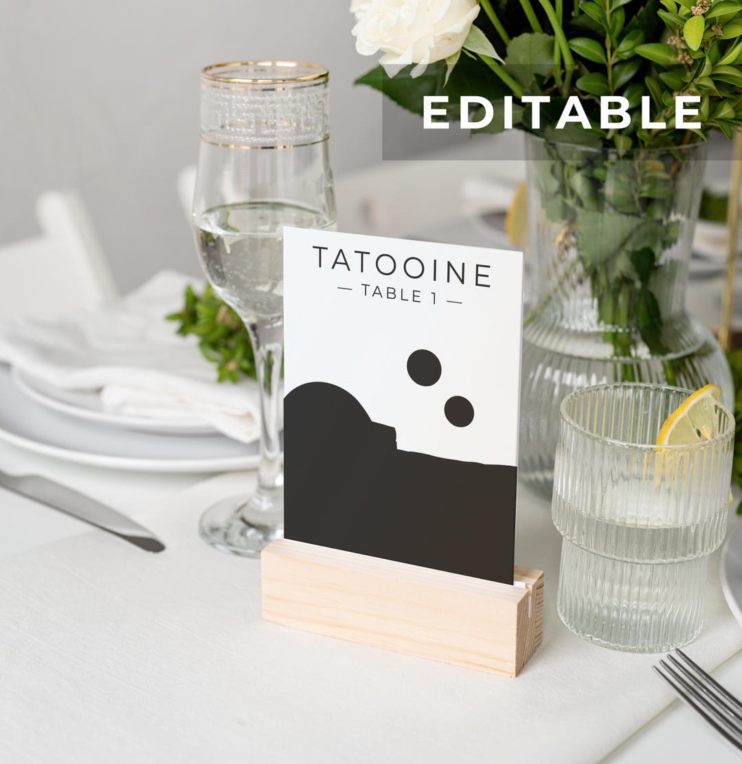 EDITABLE A3 - Minimalist Star Wars Planets Table Numbers, A3, 11.7x16.5 ...