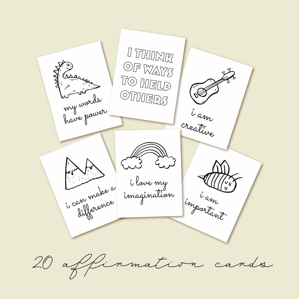 20 Positive Affirmation Cards to Color 4 Coloring Pages - Etsy