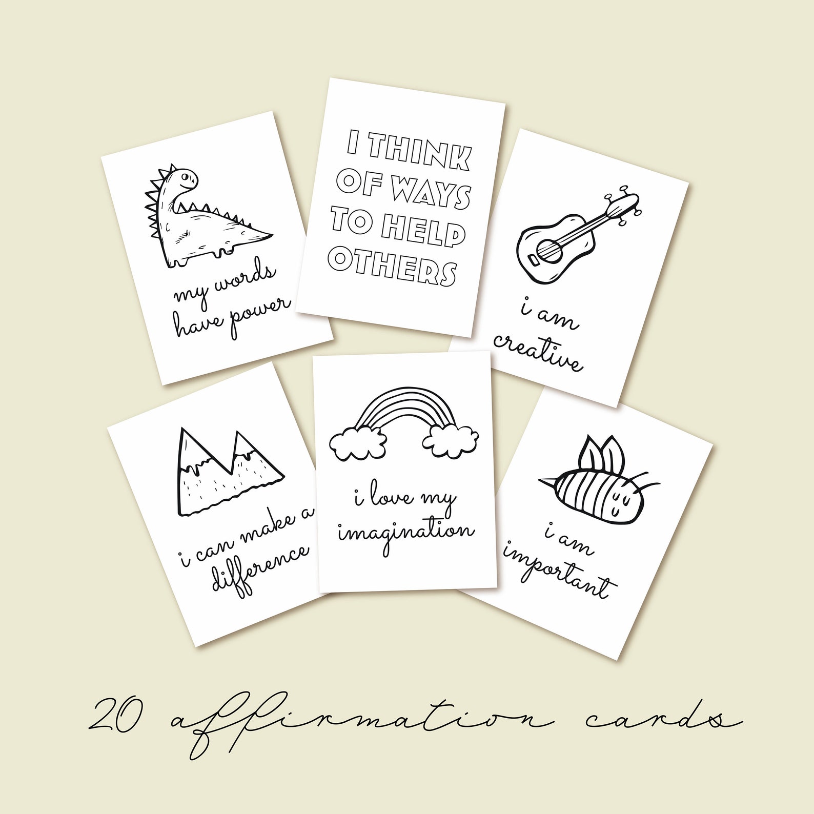 20 Positive Affirmation Cards to Color 4 Coloring Pages - Etsy