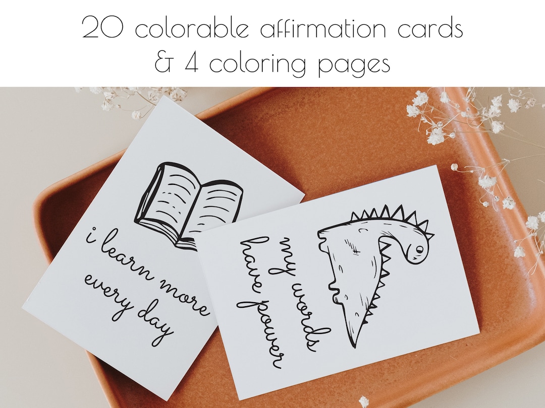 20 Positive Affirmation Cards to Color | 4 Coloring Pages | for Kids ...