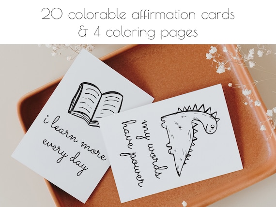 20 Positive Affirmation Cards to Color 4 Coloring Pages - Etsy