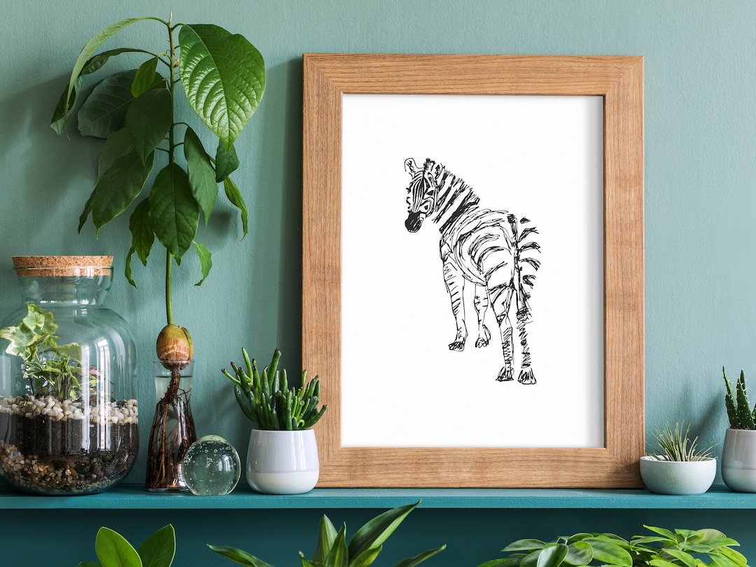 Minimalist Zebra Contour Line Art Print | Zoo, Animal, Horse, Exotic ...