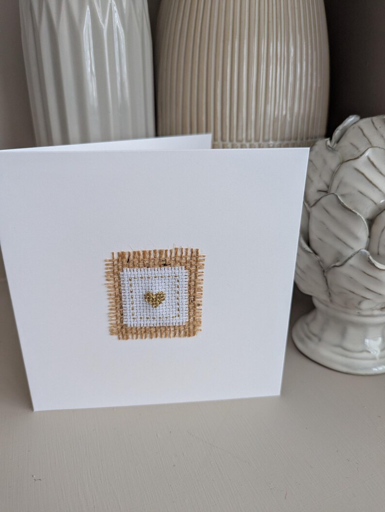 Handmade Embroidered Heart Cross-stitch Card - Etsy UK